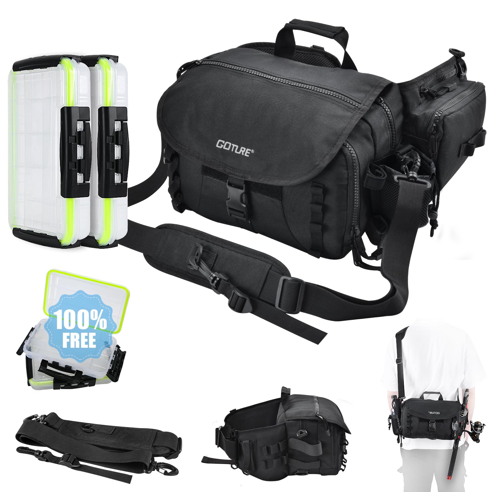 Amazon.com: Goture Fishing Tackle Bag, Fishing Bag Waterproof Fishing ...