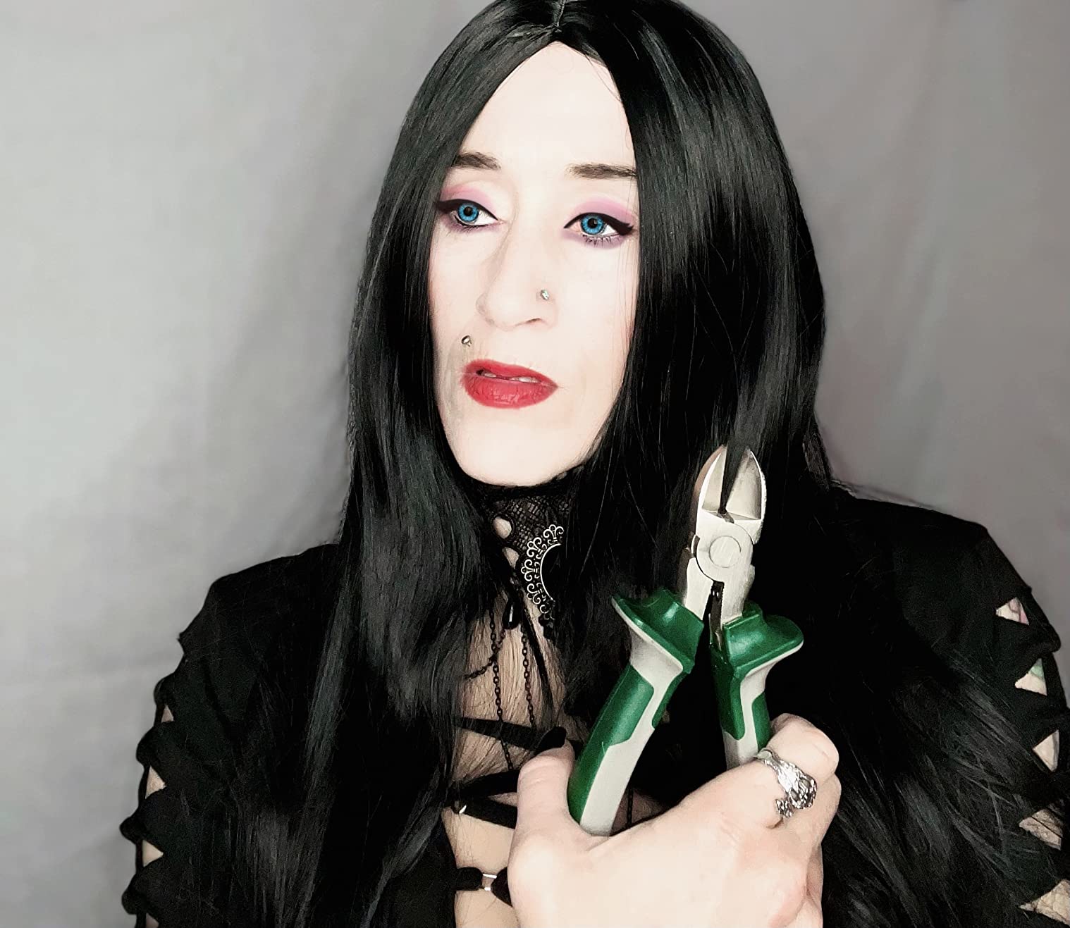 $4/mo - Finance Long Black Straight Wig for Morticia Addams Costume ...