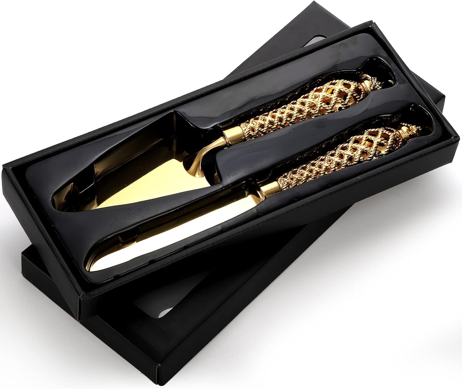 Gold Cake Knife and Server Set, Elegant Wedding Cake Cutting Serving ...