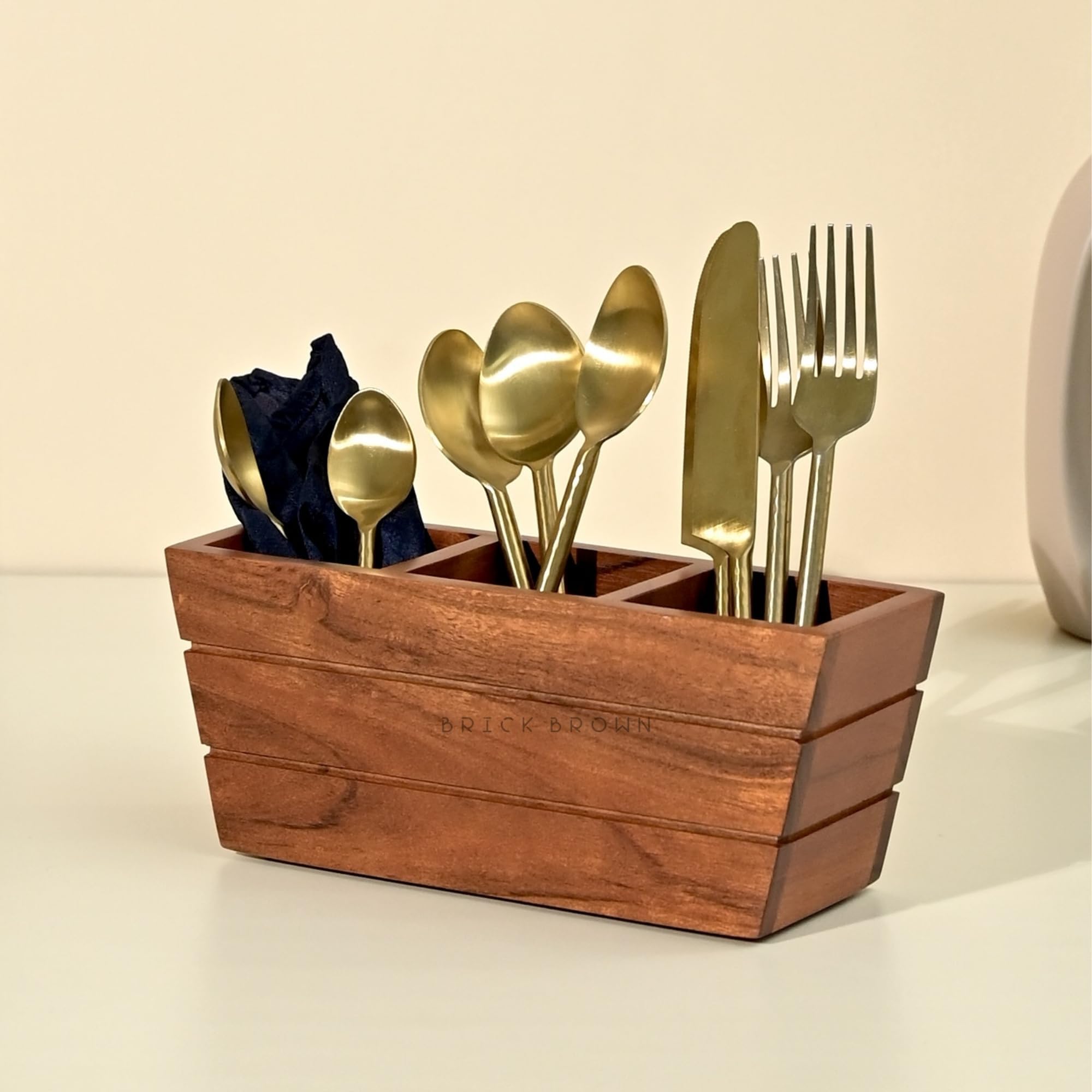 Brick Brown ® Premium Handcrafted Wooden Spoon stand for kitchen ...