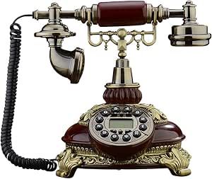 Telefone fixo retrô com fio, estilo europeu, antiquado, vintage com ...