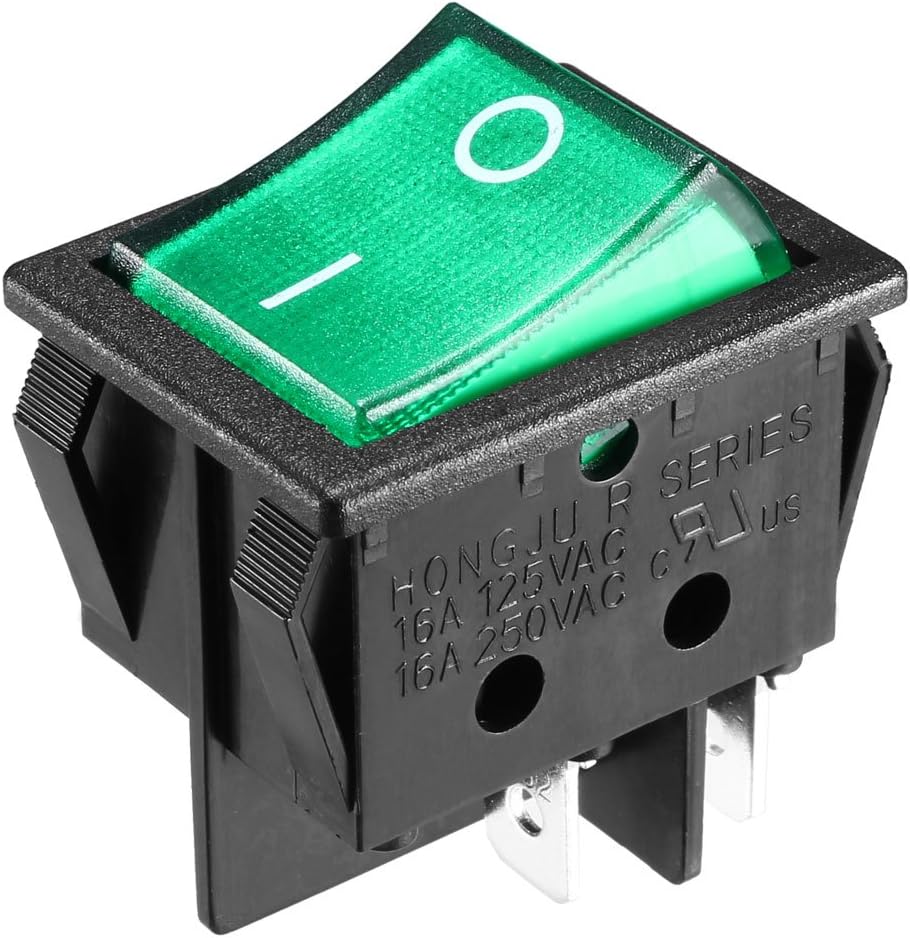 Sourcingmap DPST On Off Button 4P ON/Off Green LED Light Illuminated ...