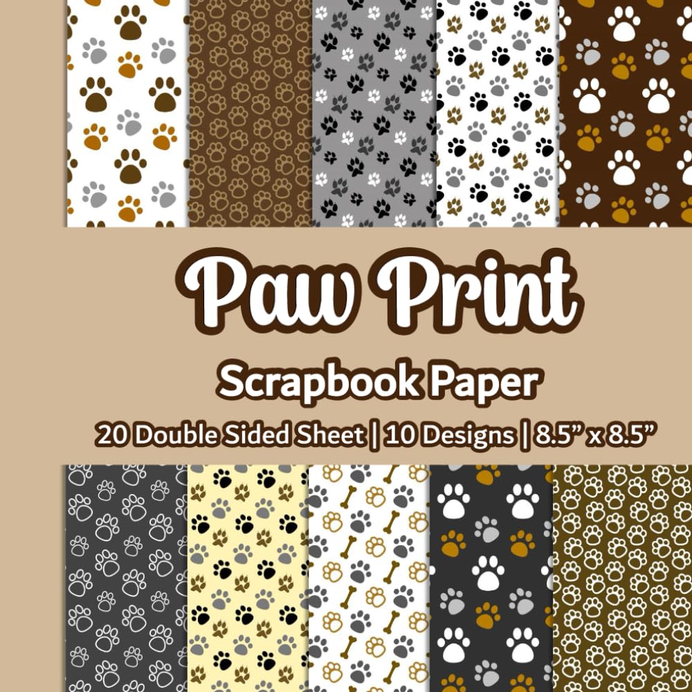 Paw Print Scrapbook Paper: Dog Puppy Paw Print Scrapbook Paper | 10 ...