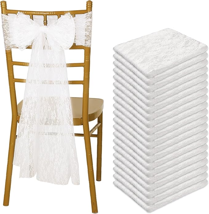 Amazon.com: VitalCozy 50 Pcs Vintage Chair Sashes Embroidered Boho Bows ...