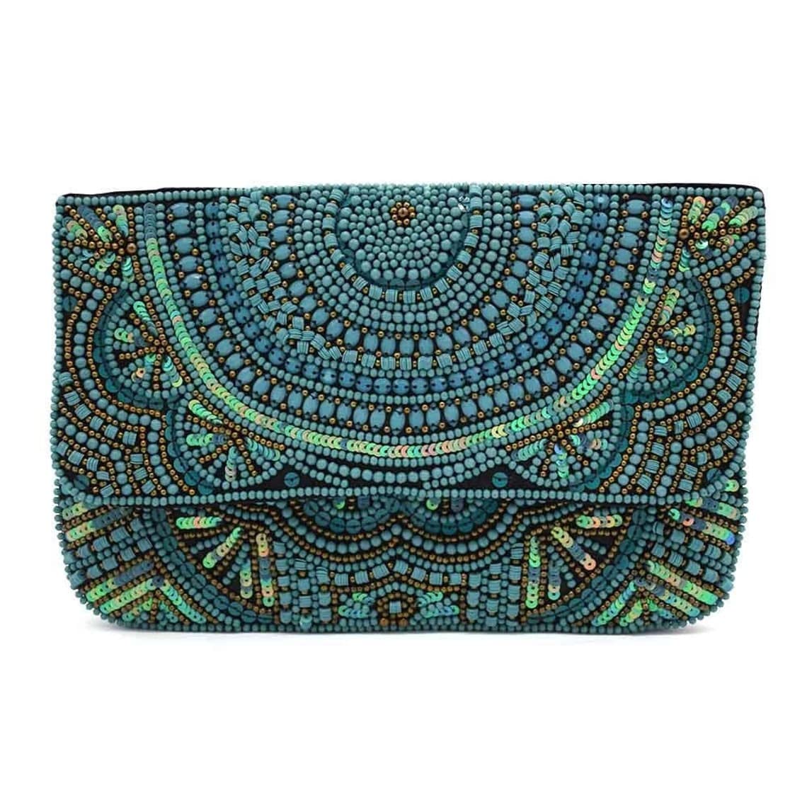 Master Piece Crafts Turquoise Handmade Beaded Clutch, Evening Clutch ...