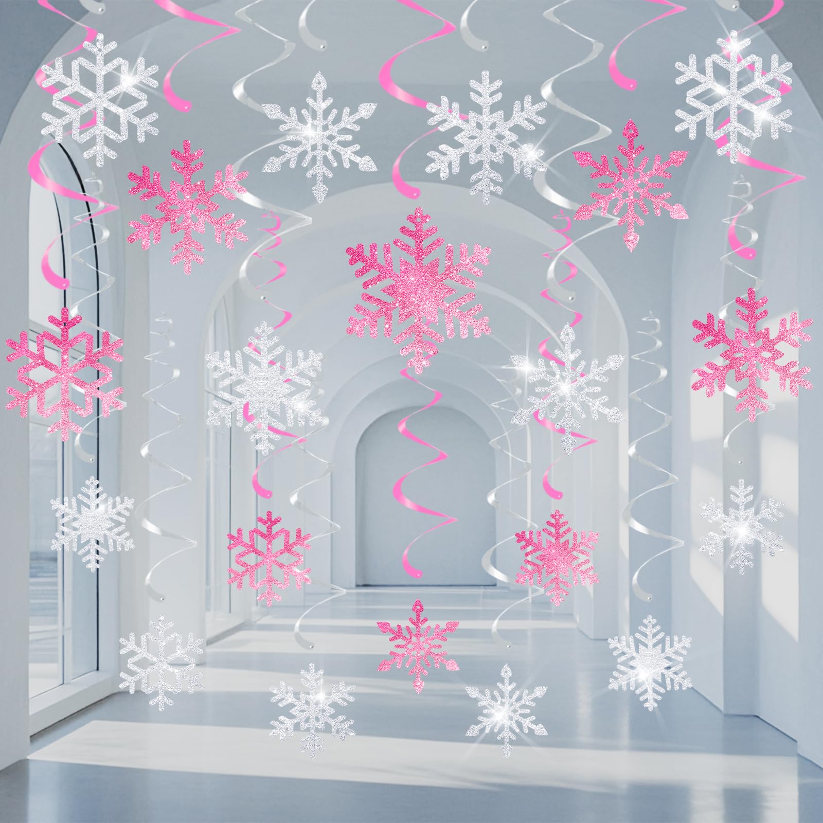 Amazon.com: 20 Pcs Winter Snowflake Hanging Swirls Decorations - Winter ...
