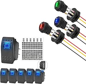 Amazon.com: Anina 6PCS Rocker Switches 4Pin SPST 20A/12V 10A/24V ON/Off ...