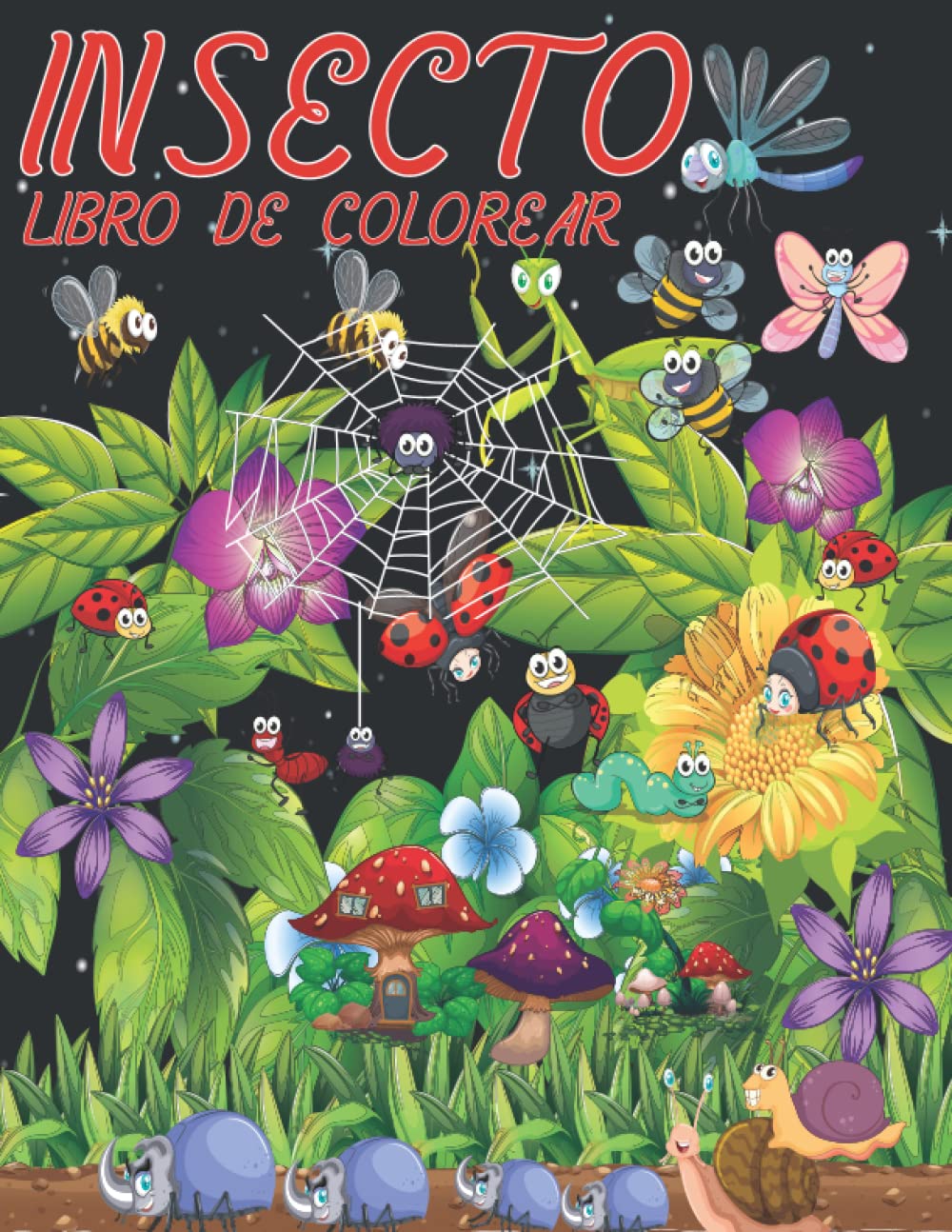 Libro Para Colorear Insectos Dibujos Animados Caracteres Vectores The ...