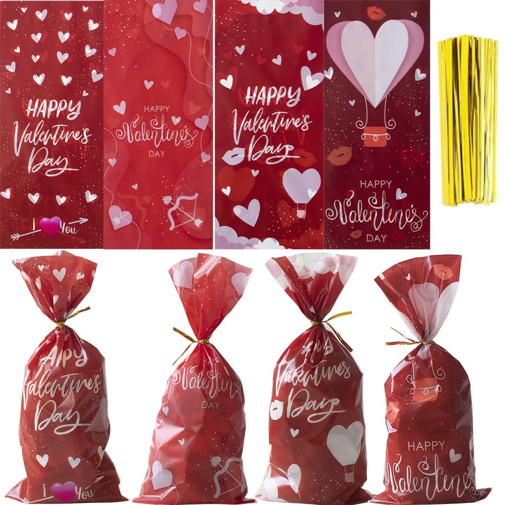 Amazon.com: VOZLAC Valentine's Day Favor Bag Tags 50pcs- Valentines ...
