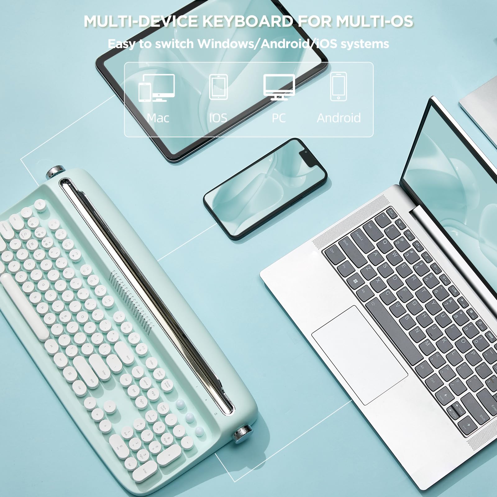 Snapklik.com : YUNZII ACTTO B503 Wireless Typewriter Keyboard ...