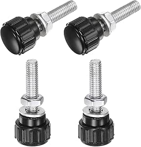 uxcell 4 Sets Knurled Knobs Thumb Screws with Nuts Washers, Metric M5 x 20mm Male Thread 15mm ...