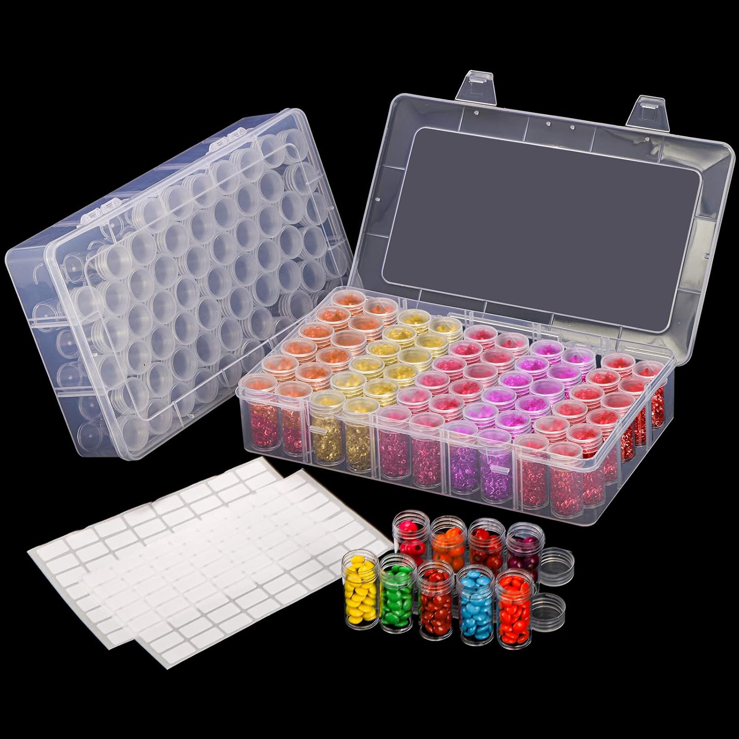 Amazon.com: Pumtus 2 Pack Diamond Paint Storage Containers, 120 Grids ...