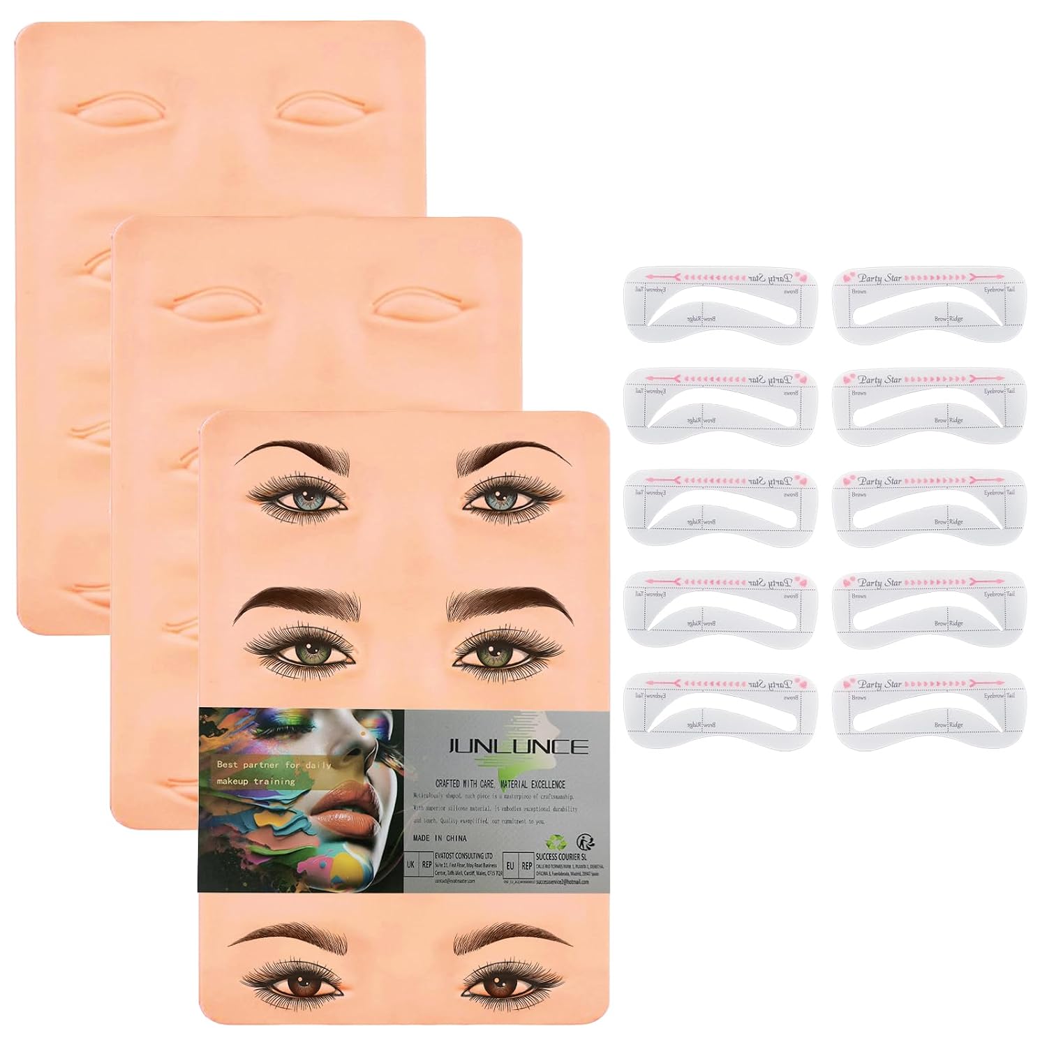 Amazon.com: JUNLUNCE 3 PCS Makeup practice face for Eyebrows Eyeliners ...