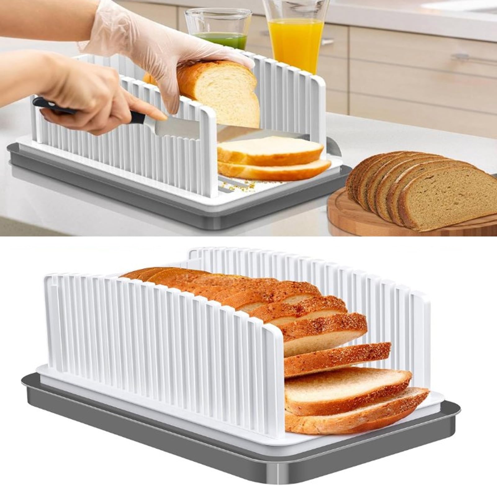 Sourdough Bread Slicer Adjustable Bread Slicer Guide With Crumb Catcher ...