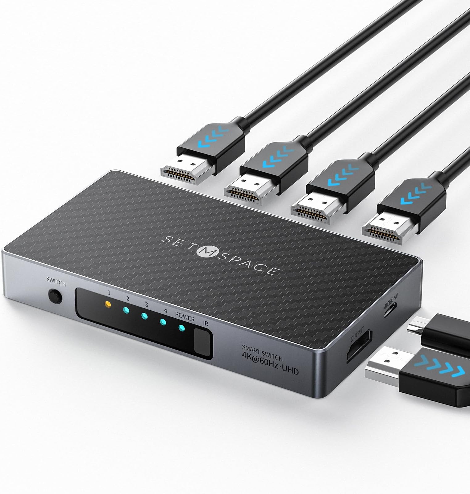 Amazon.com: SETMSPACE HDMI Switcher - 4 in 1 Out, 4K 60 Hz HDMI ...