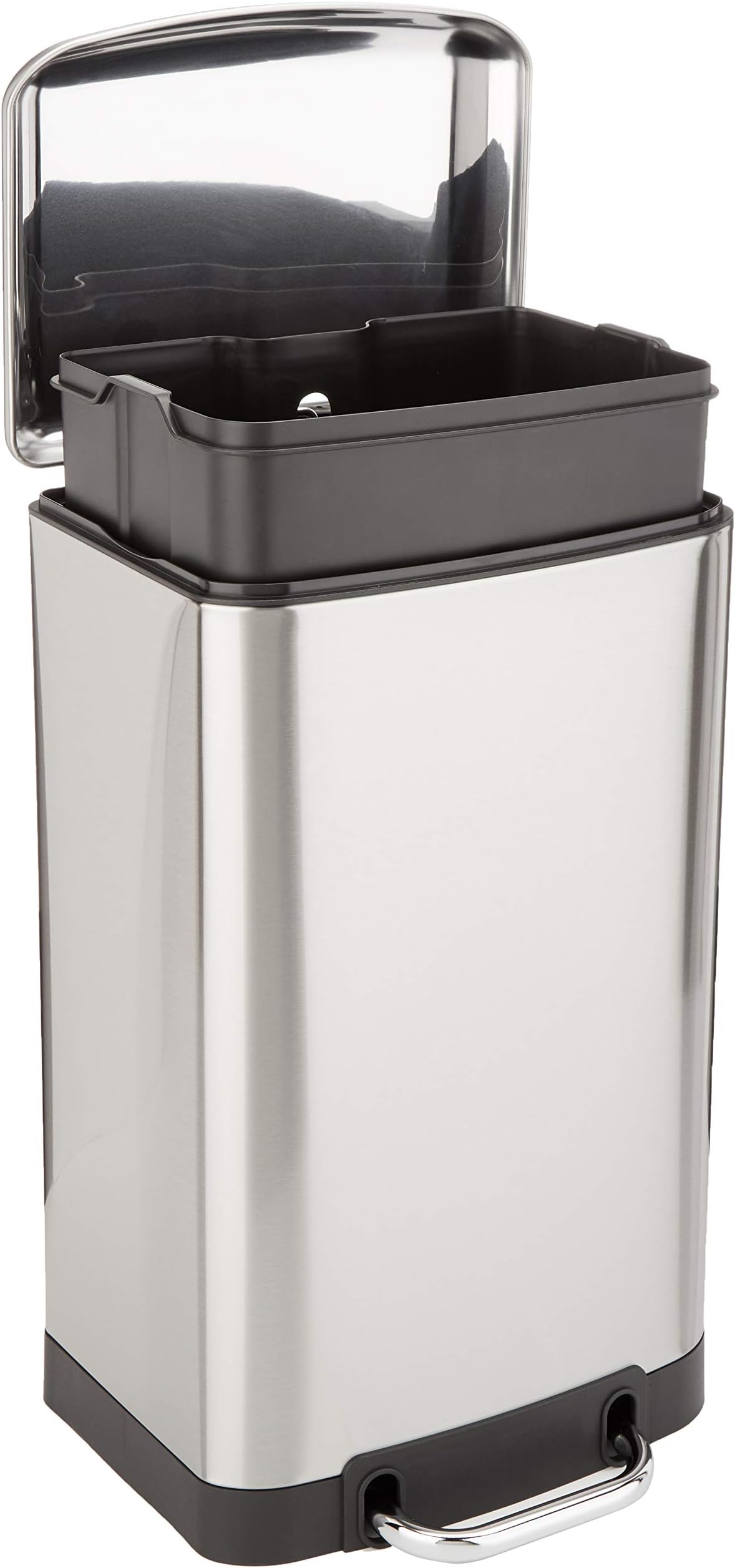 Slim Trash Bin with Lid Soft Close, 15 Liter Kitchen Stainless Steel ...