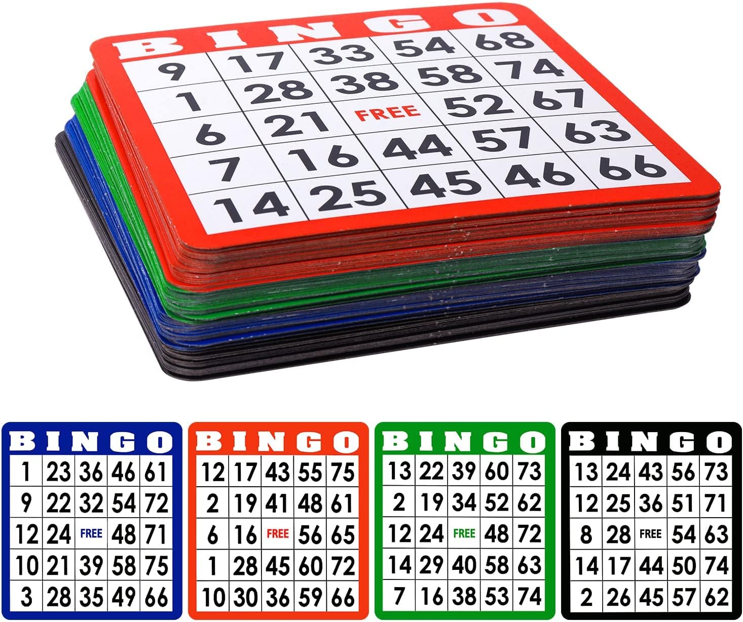 Amazon.com: 100-Pack Multi-Color Bingo Game Cards Set with Easy Read ...