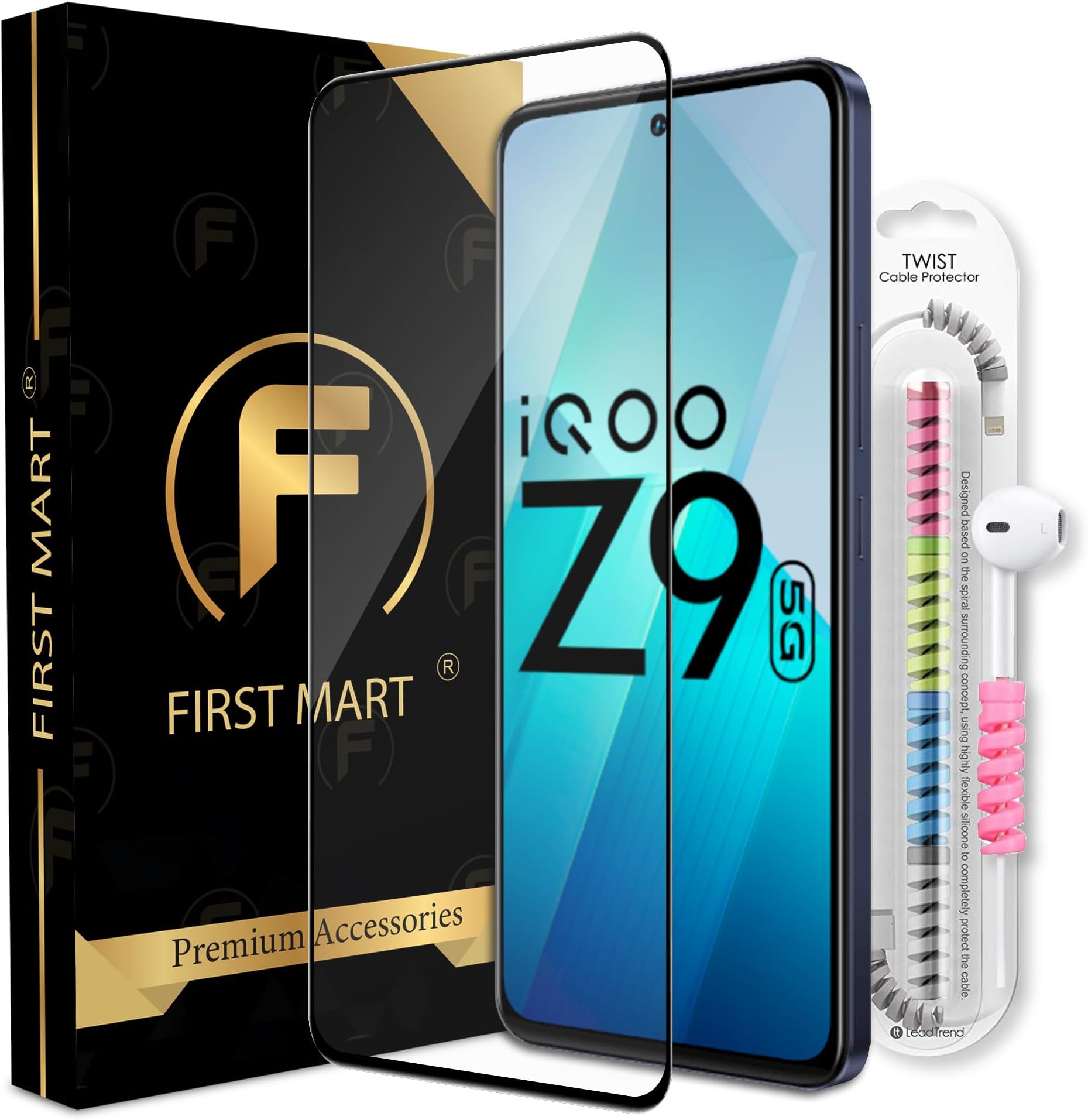 FIRST MART Tempered Glass for iQOO Z9 5G / iQOO 12 5G with Edge to Edge ...