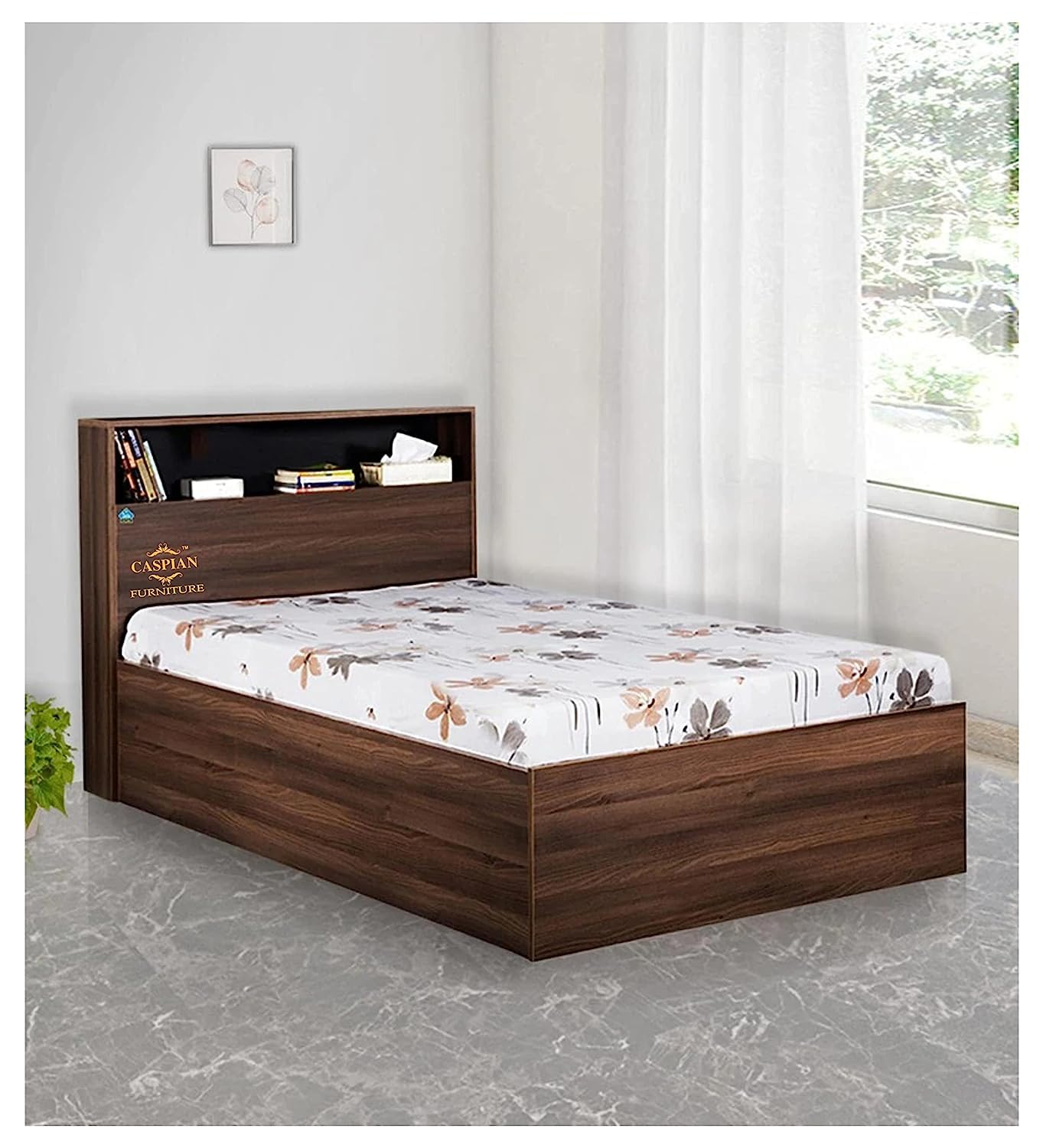 CASPIAN Single Bed Engineered Wood 72 x 36 inch (Brown) | Multipurpose ...
