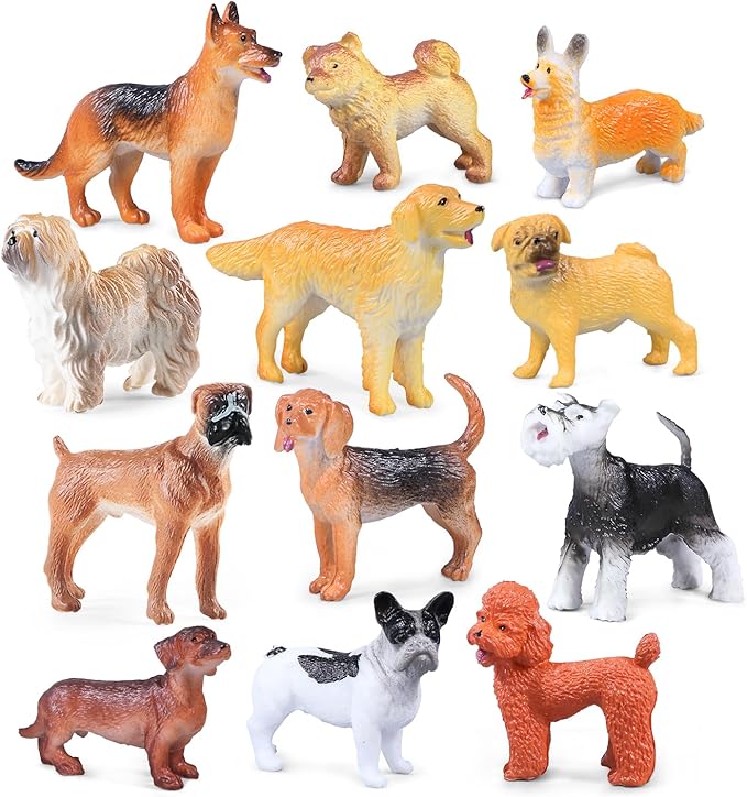 Amazon.com: SIENON 12PCS Dog Figures Toy Set, Miniature Plastic ...