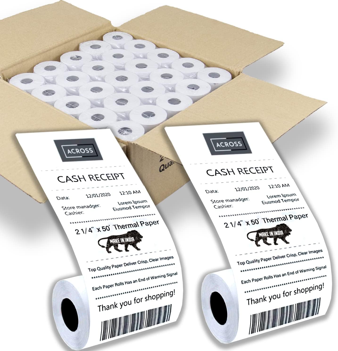 ACROSS Thermal Paper Pos Rolls 2Inch/58Mm (Set Of 10) : Amazon.in ...