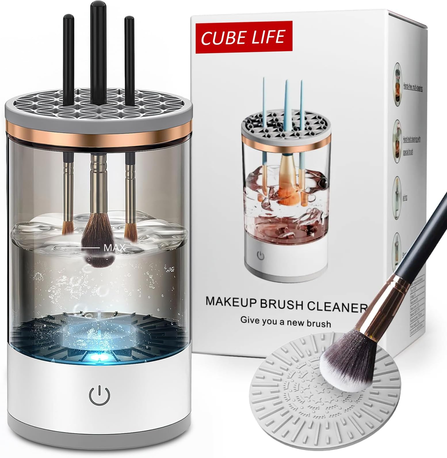Amazon.com: Brushblast Pro Makeup Brush Cleaner, Auto-Rotating Cozy ...
