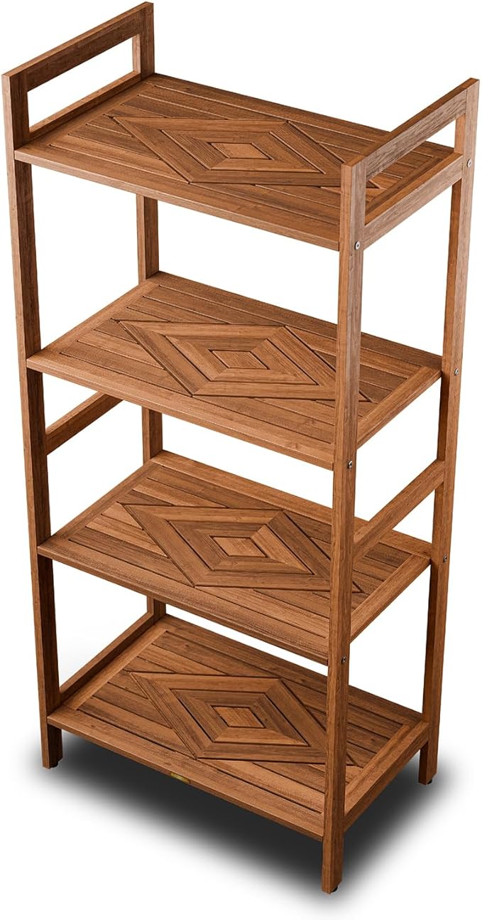 Amazon.com: Elegant Teak 4-Shelf Organizer Storage Stand for Your ...