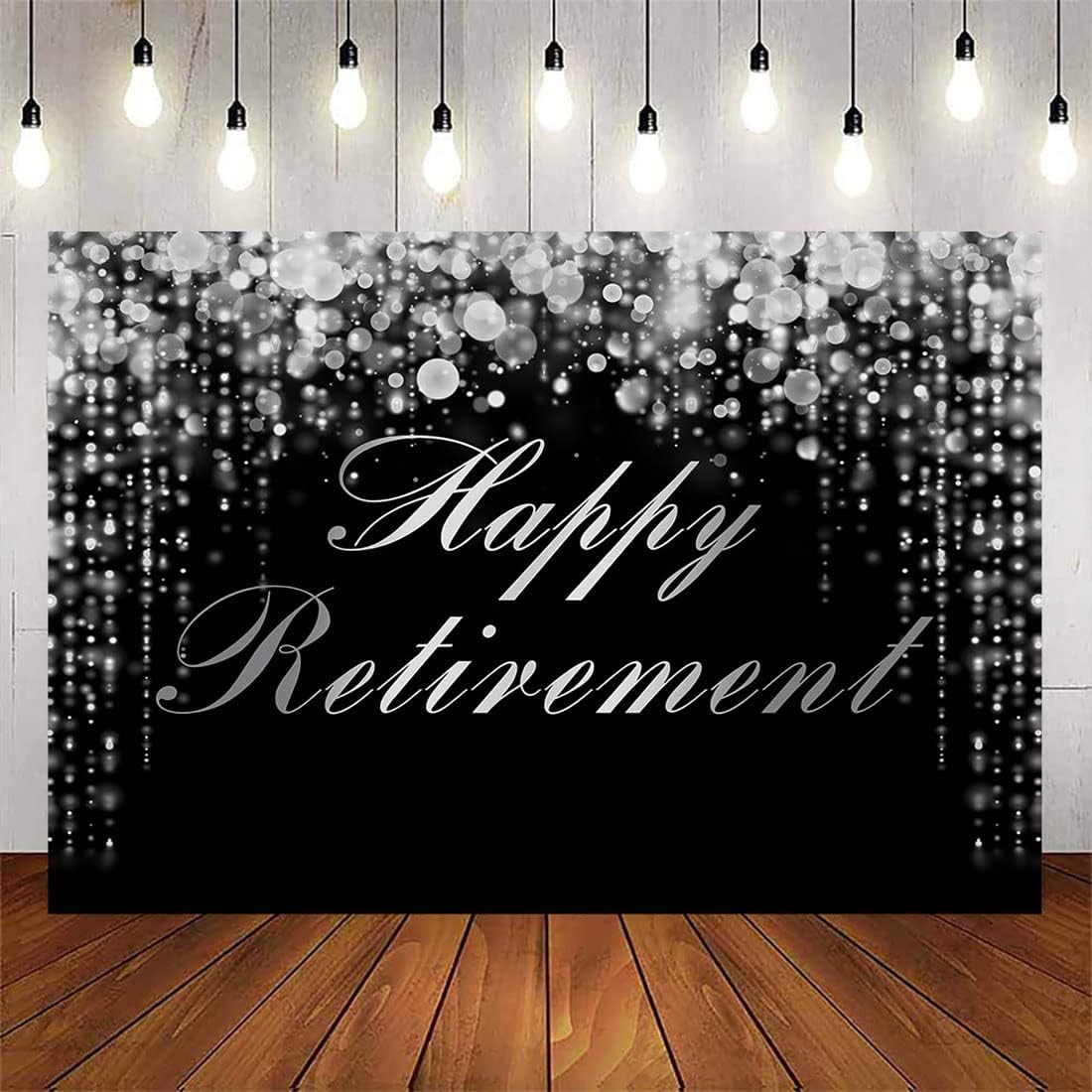 Amazon.com : Avezano Happy Retirement Backdrop Black and Silver ...
