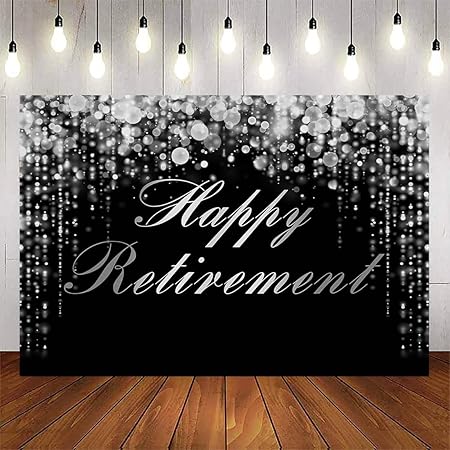 Amazon.com : Avezano Happy Retirement Backdrop Black and Silver ...