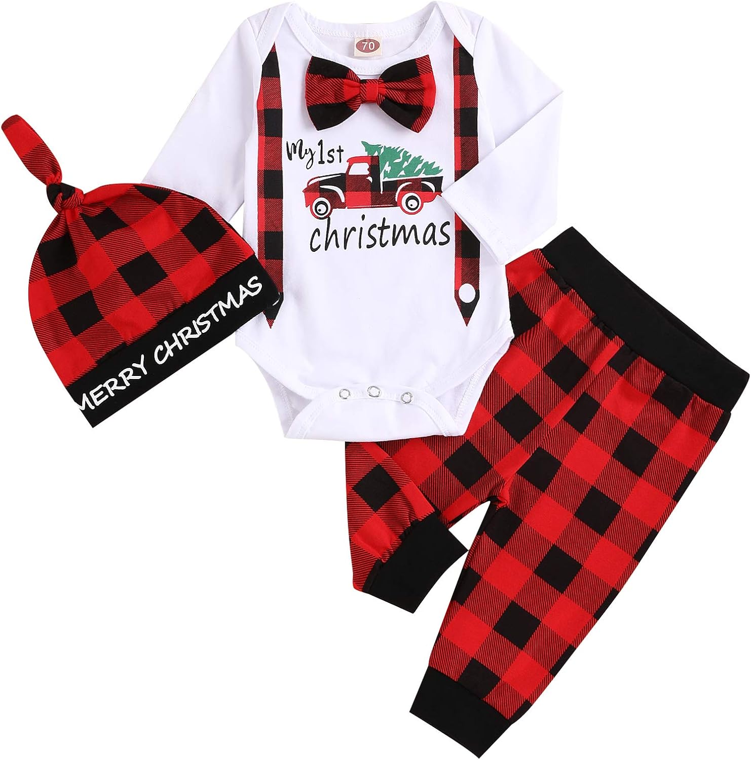 Amazon.com: My First Christmas Outfit Infant Baby Boy Christmas Romper ...