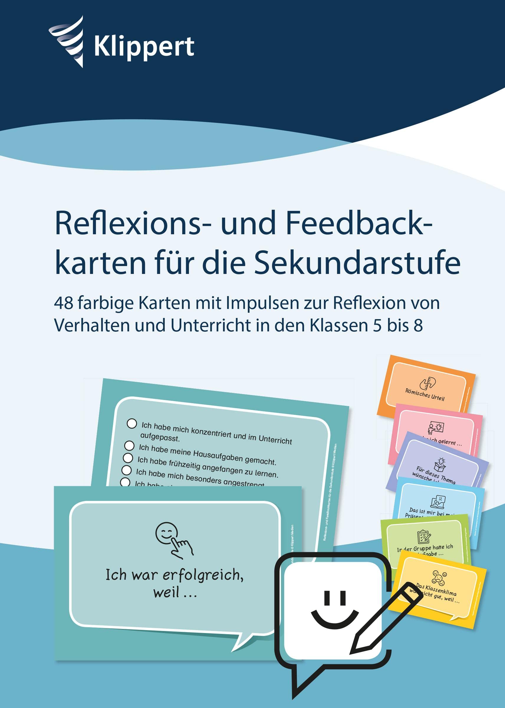 Reflexions- und Feedbackkarten Sekundarstufe: 48 farbige Karten mit Impulsen zur Reflexion von ...