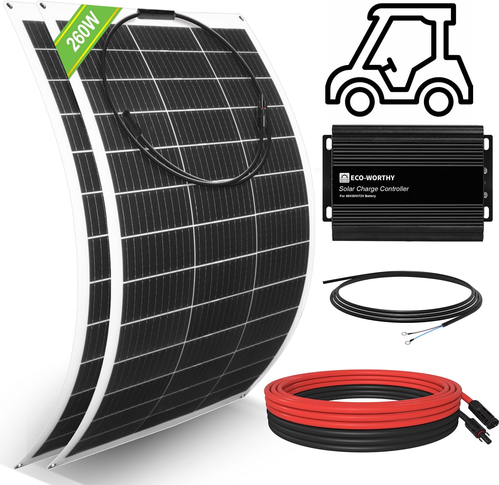Amazon.com : TXL 280W Flexible Solar Panel Kit for Golf Cart, 140W*2 ...