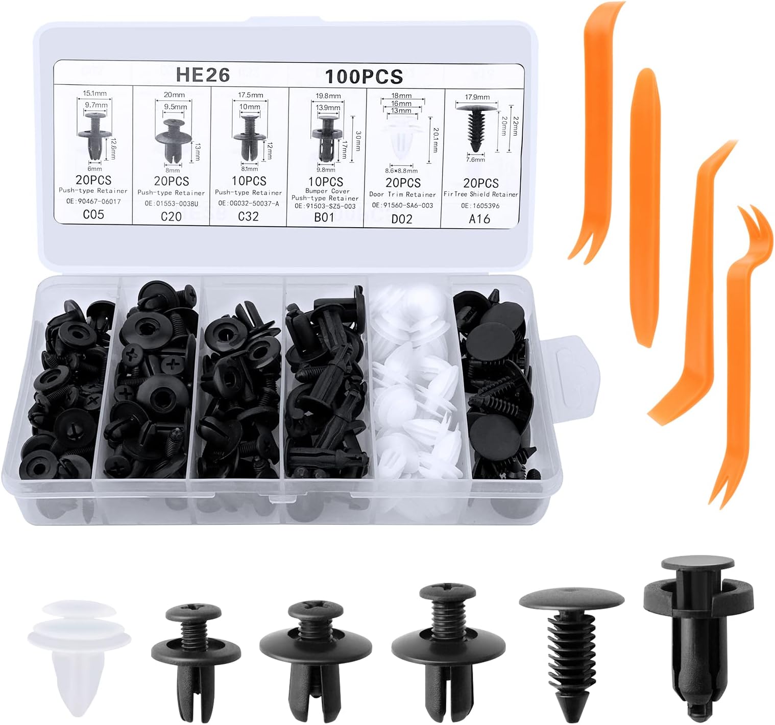 Amazon.fr : Rivet Clips Plastique, Preciva 140pcs 6 Tailles Rivet ...