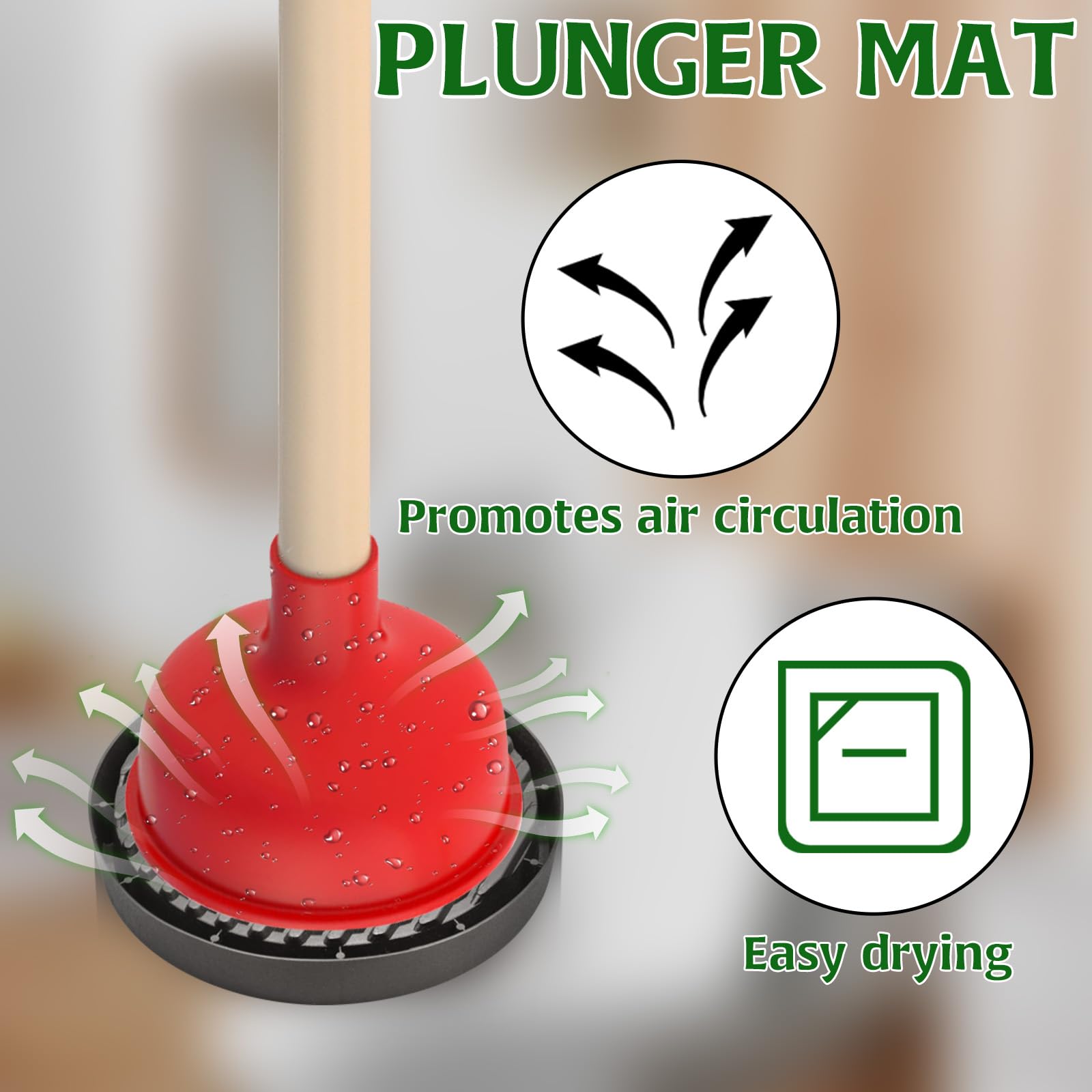 Snapklik.com : Toilet Plunger Holder, Plunger Tray Air Drying Mat For ...