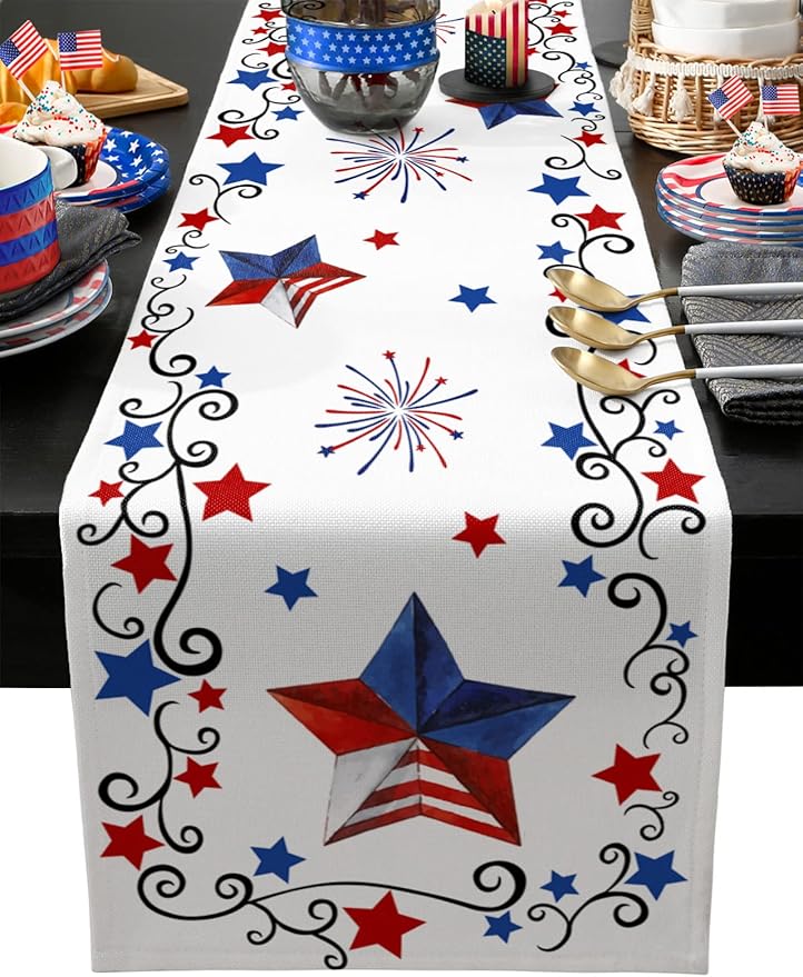 Amazon.com: 4th of July Table Runner Patriotic Stars Table Runners ...