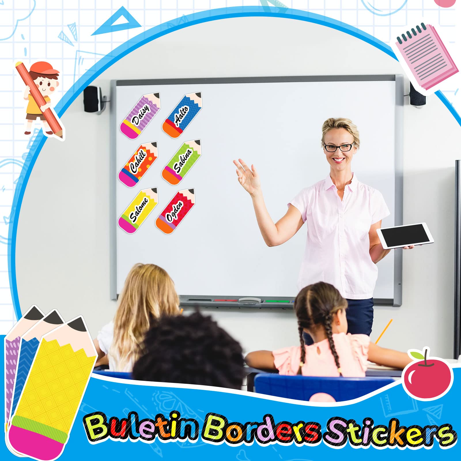 Snapklik.com : Jecery 60 Pack Pencils Cut Outs Name Tags For Classroom ...