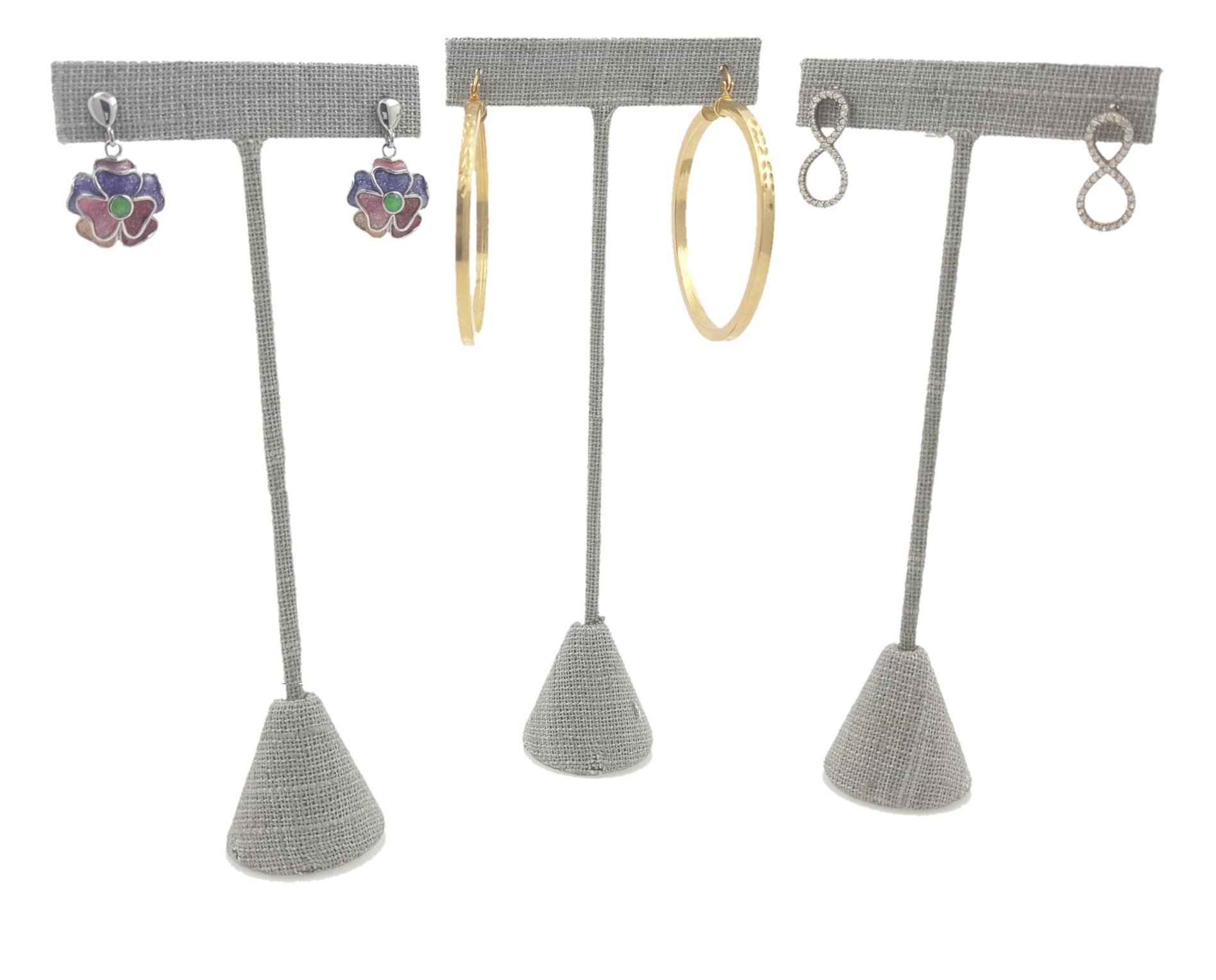 Amazon.com: 3 Grey Linen 6.75" Earring T Stand Showcase Displays ...