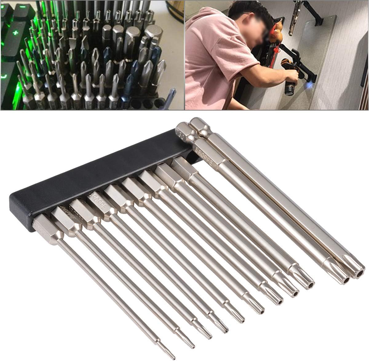 HOHXEN 11pcs 1/4 Inch Hex Shank T6-T40 Magnetic Torx Head Screw Driver ...