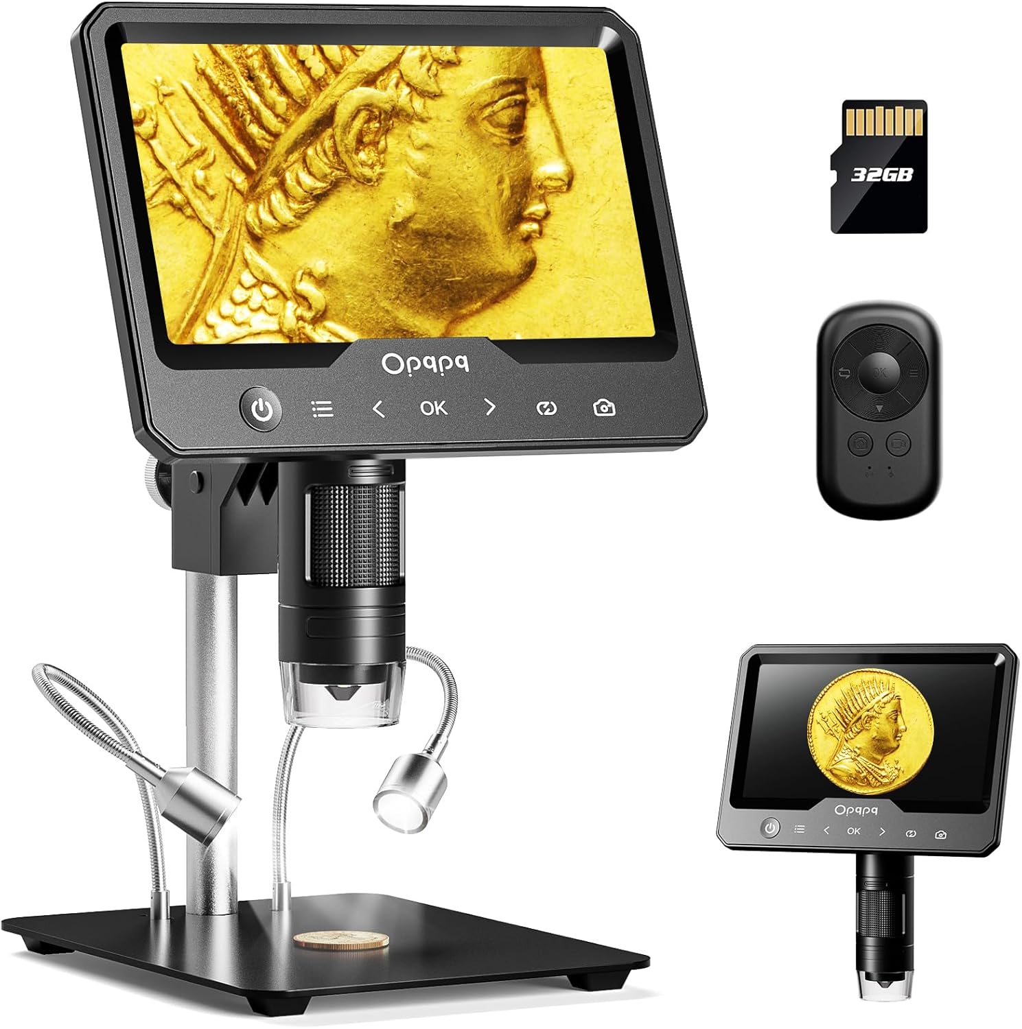 Opqpq ODM701 7" LCD Digital Micrscope, Full View Coin Microscope with ...
