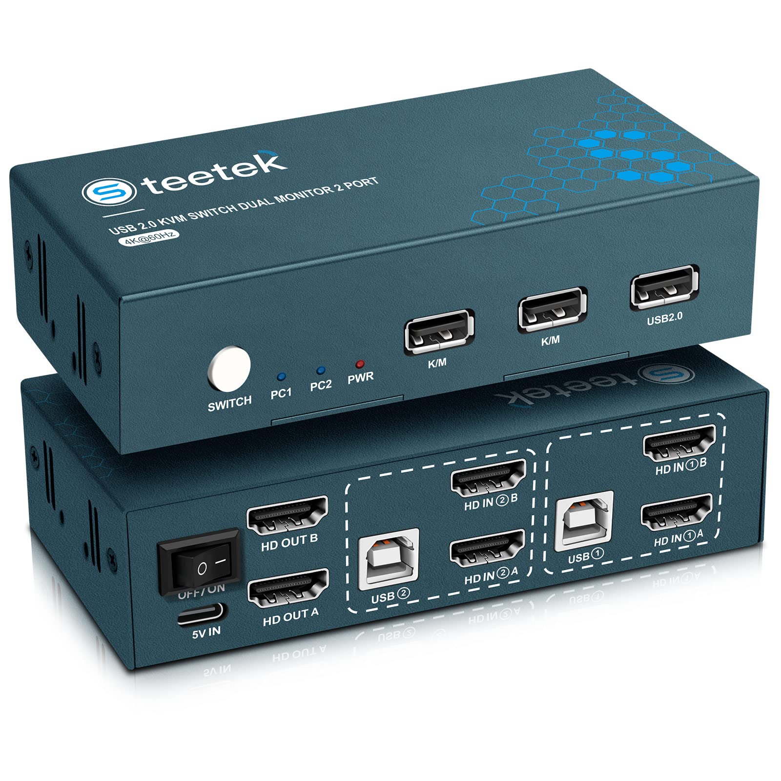 Snapklik.com : HDMI KVM Switch Dual Monitor, 4K60Hz KVM Switch 2 Port ...