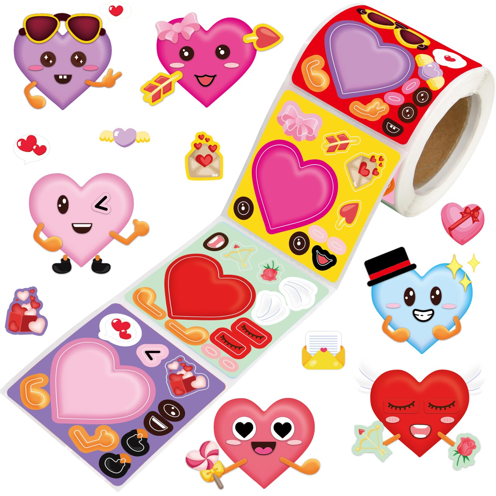 Amazon.com: Valentine’s Day Stickers for Kids Make Your Own Sweet Heart ...