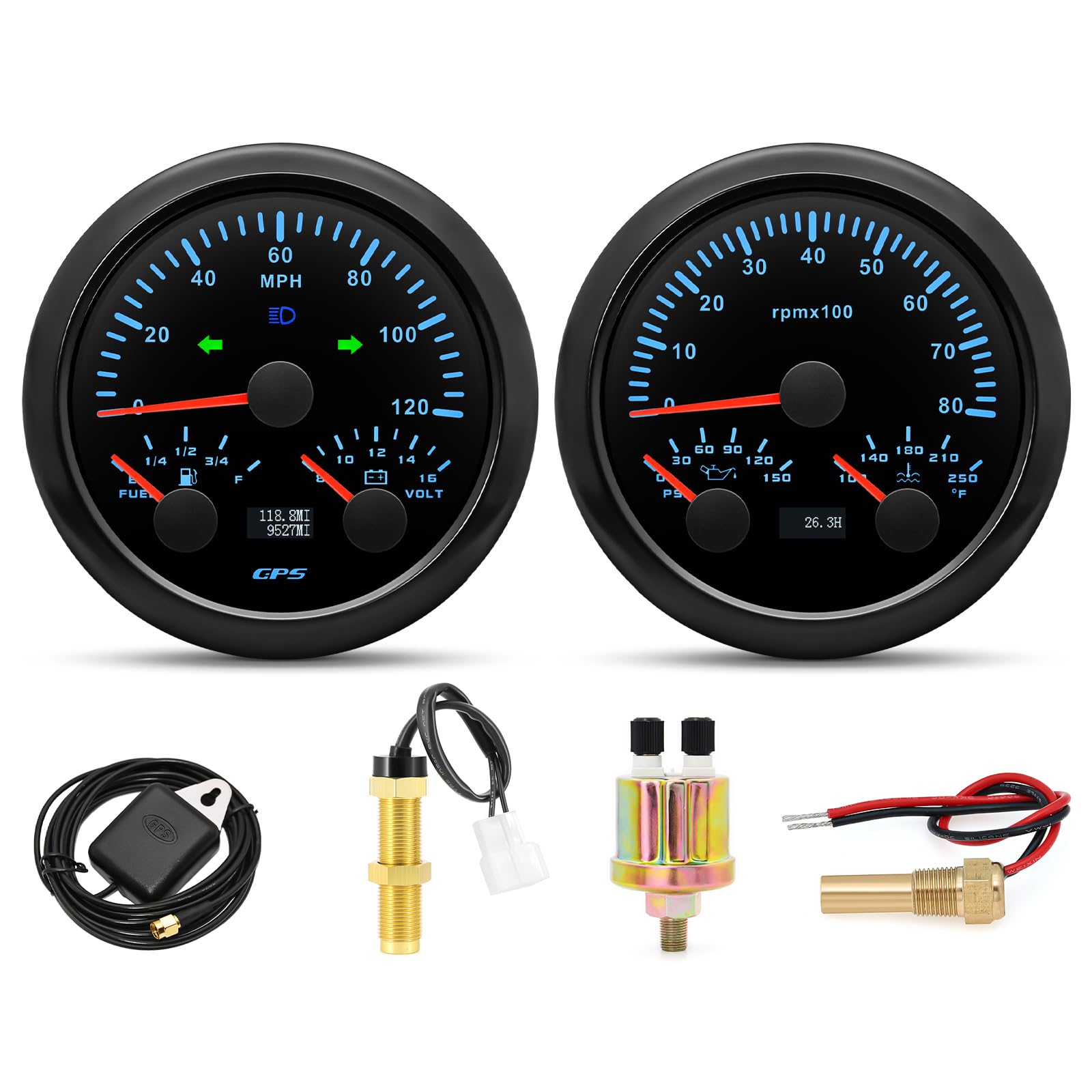 ARTILAURA 3in1 GPS Speedometer& Fuel Gauge (Adjust 240-33ohms, 0-90ohms ...