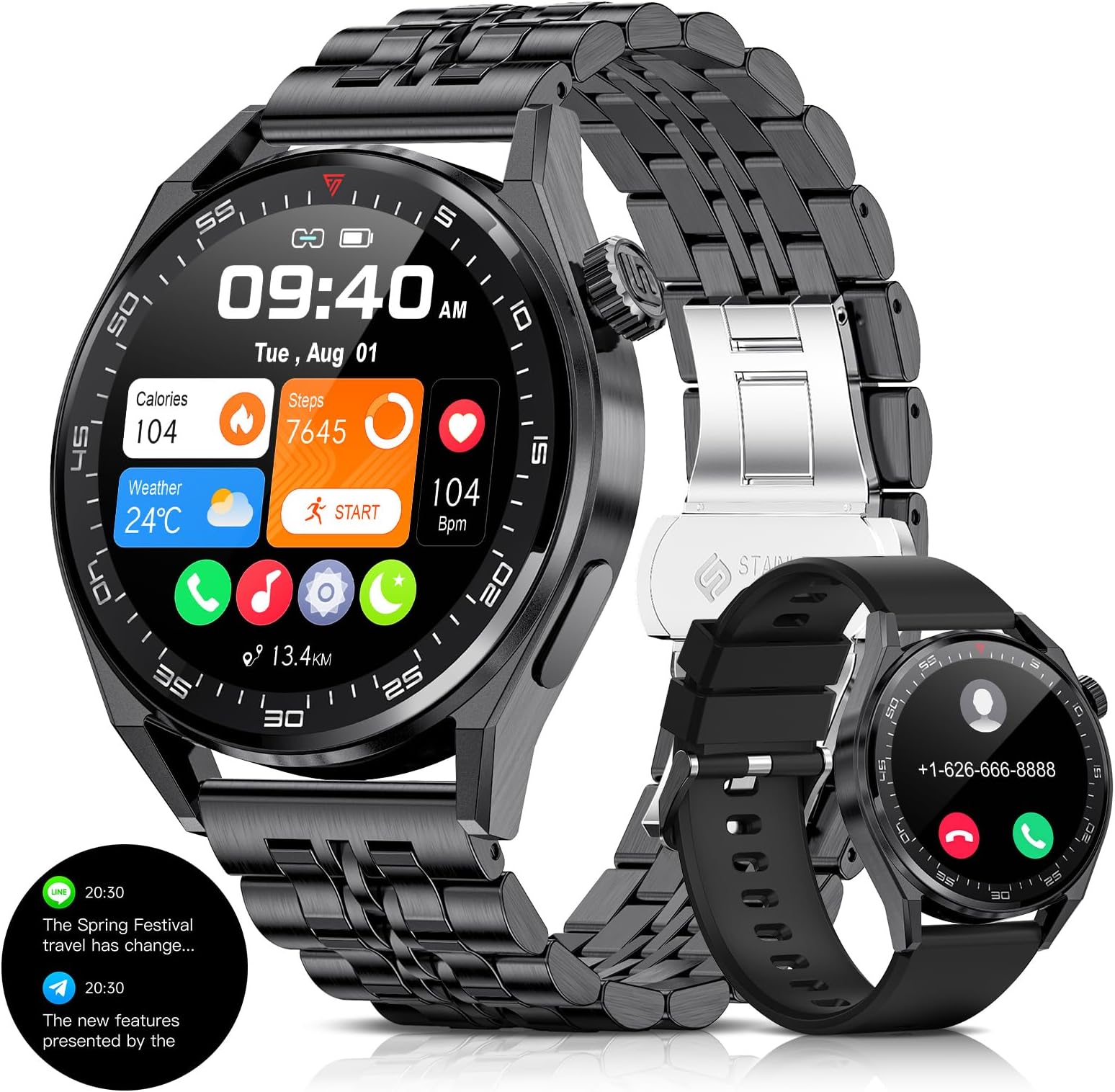 FILIEKEU - Reloj inteligente para hombre, para Android iOS, llamadas ...