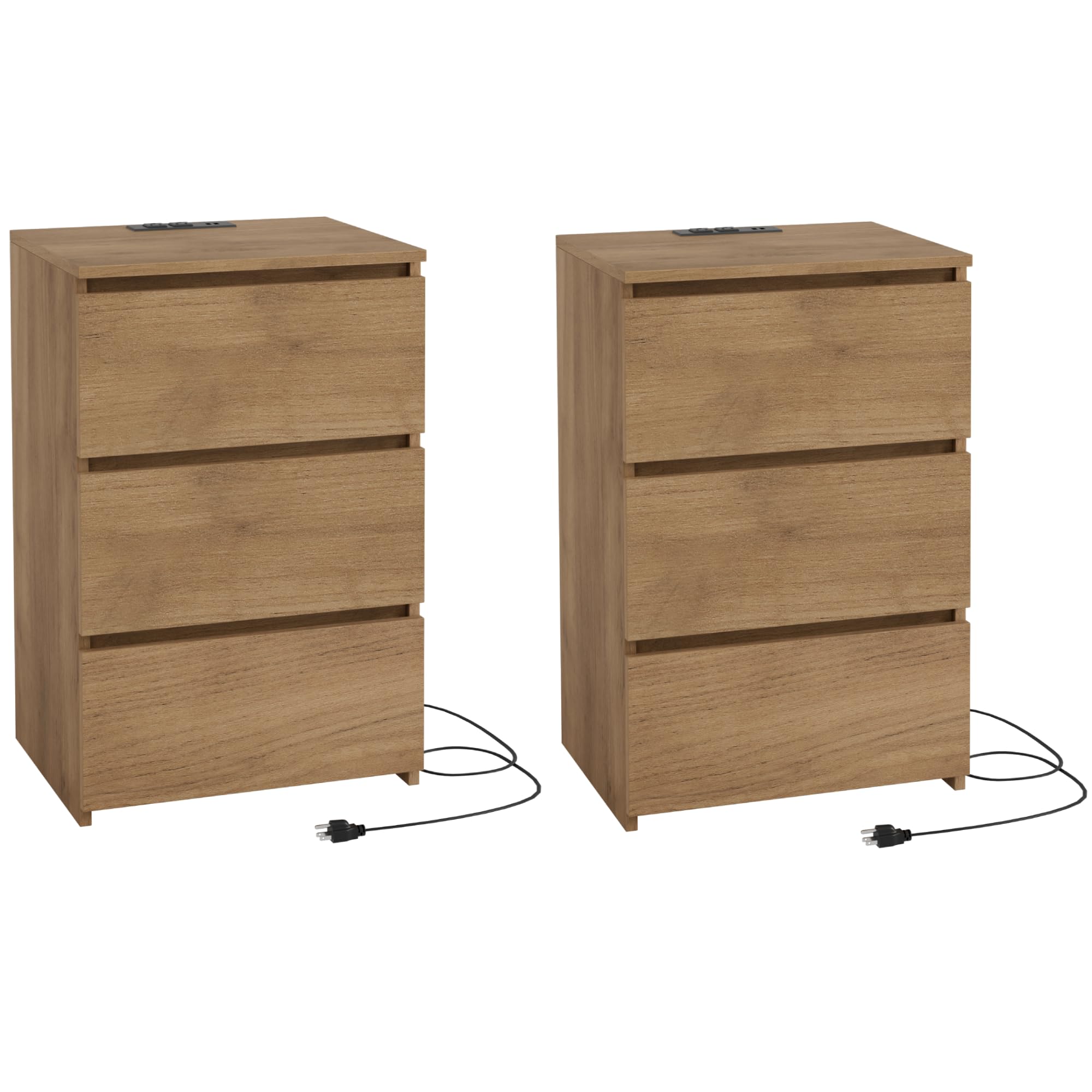 Amazon.com: FOTOSOK Wood Nightstand Set of 2, 26" H Night Stand with ...