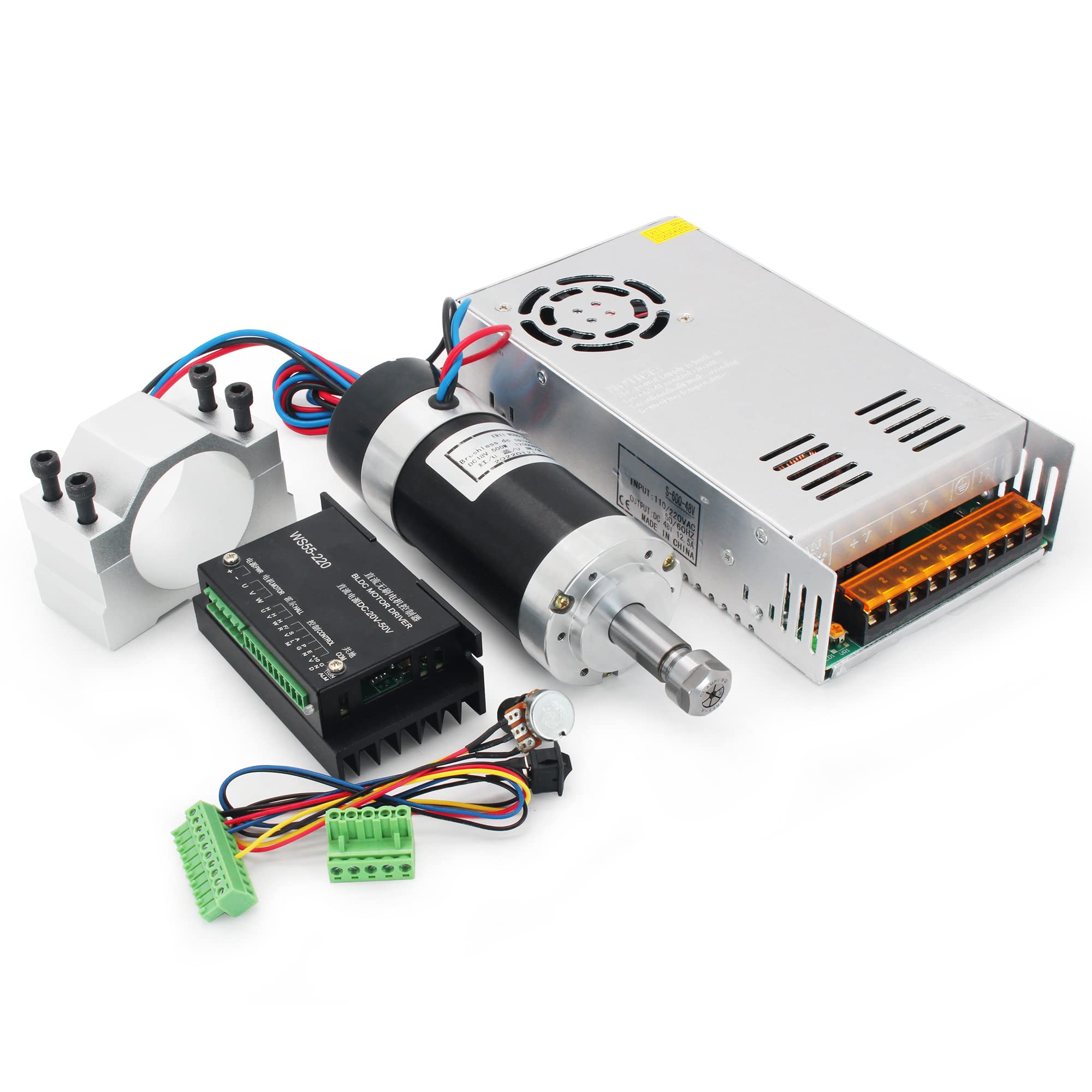 Buy RATTMMOTOR 500W CNC Brushless DC Spindle Motor Kit 48V DC Air ...