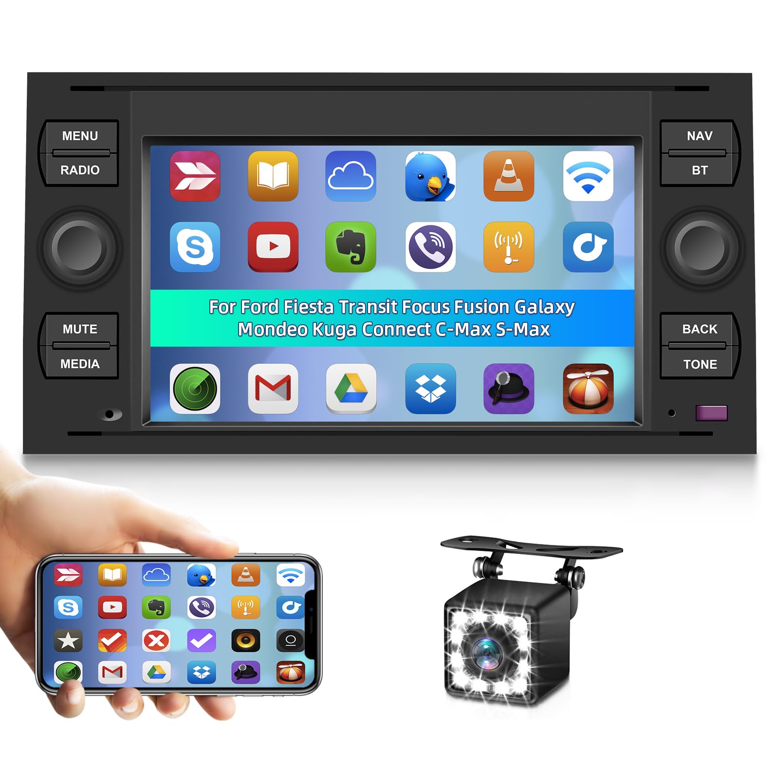 Android Car Radio for Ford Fiesta Transit Focus Fusion Galaxy Mondeo ...