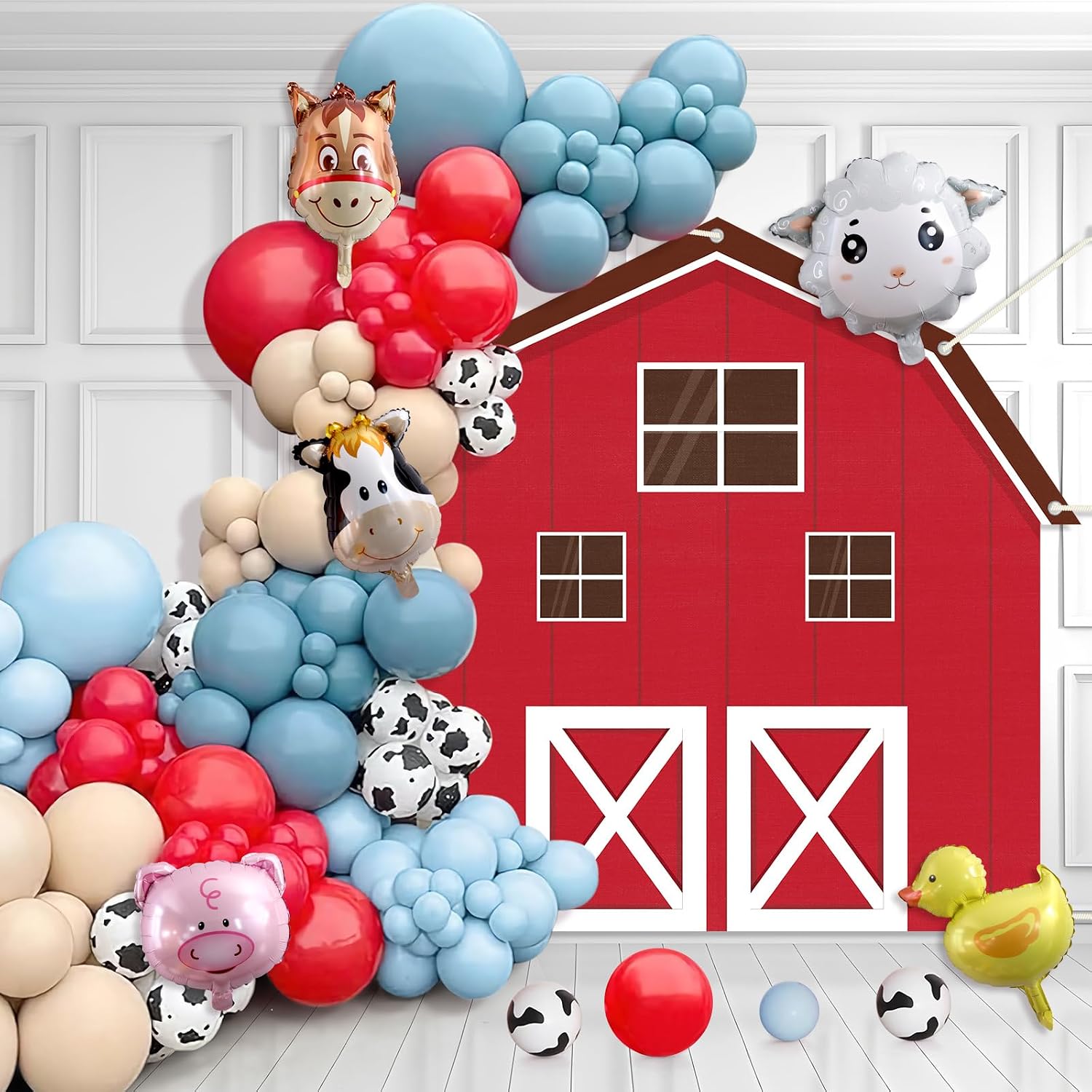 Amazon.com: Farm Animals Party Decoration Set Farmhouse Backdrop Cow ...