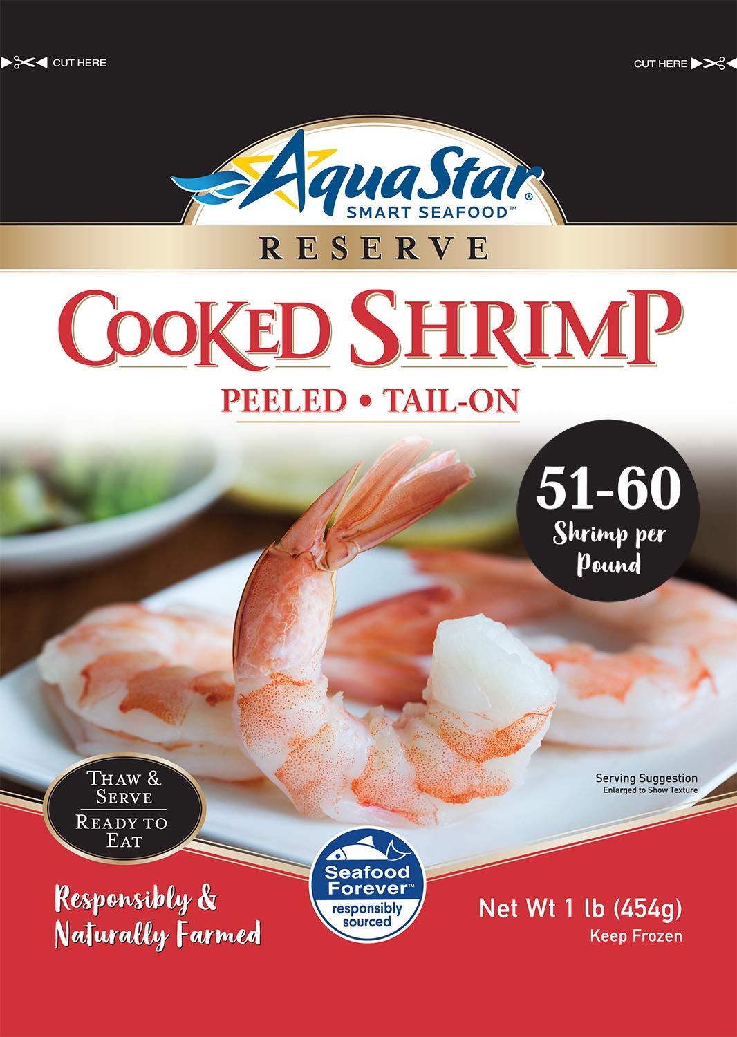 Amazon.com: Aqua Star Cooked, Peeled, Tail-on Shrimp, 51-60 Count , 1 ...