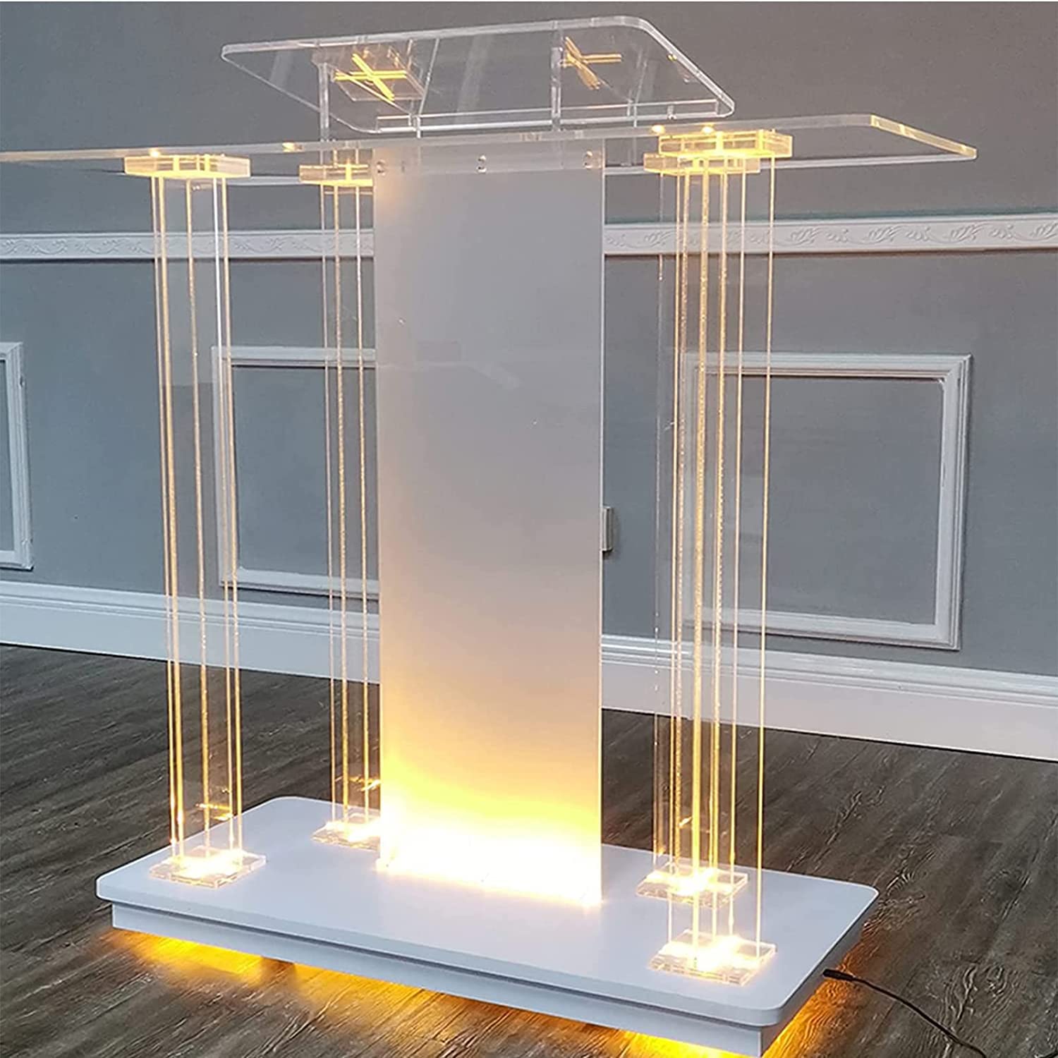 Oyhmc Podium Presentation Lectern Stand Rectangular Luxury Led Lights ...
