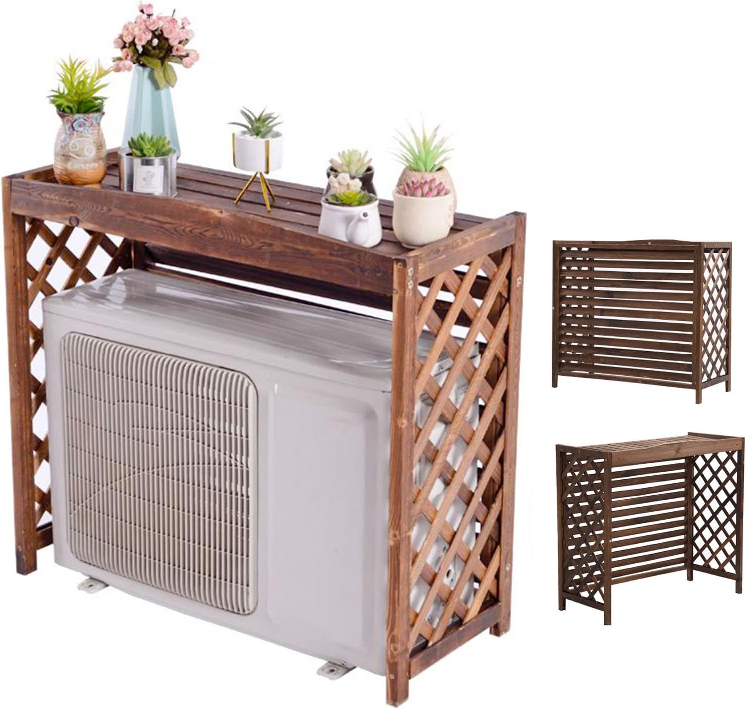 Amazon.com: Air Conditioner Flower Stand Solid Wood Outdoor Plant Stand ...